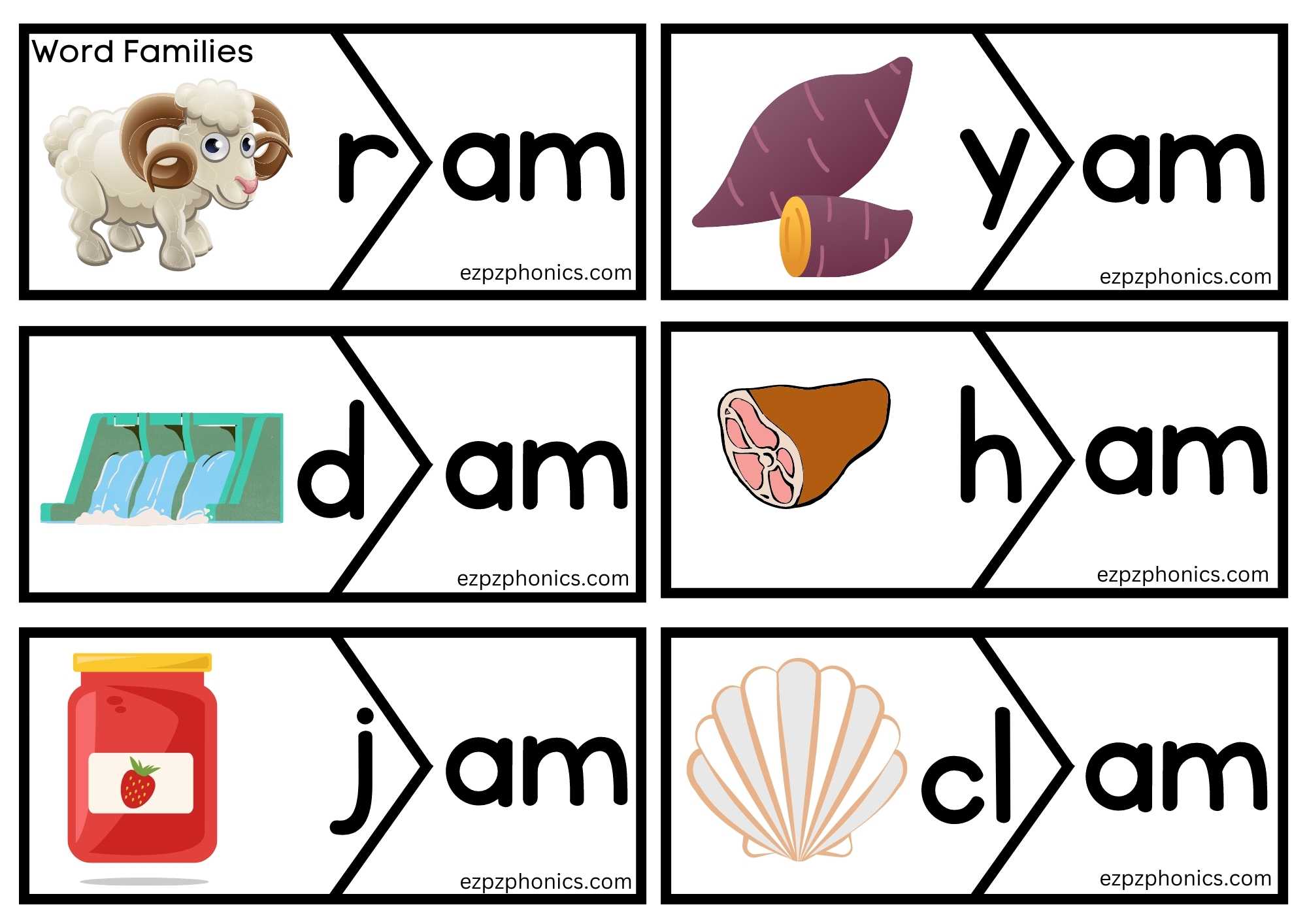 Am Word Family Puzzle Match Activity Ezpzphonics am-word-family-puzzle-match-activity-ezpzphonics
